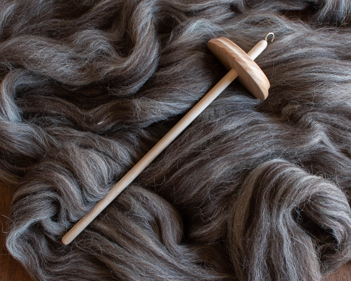 Wooden drop spindle – top whorl – Marina Skua