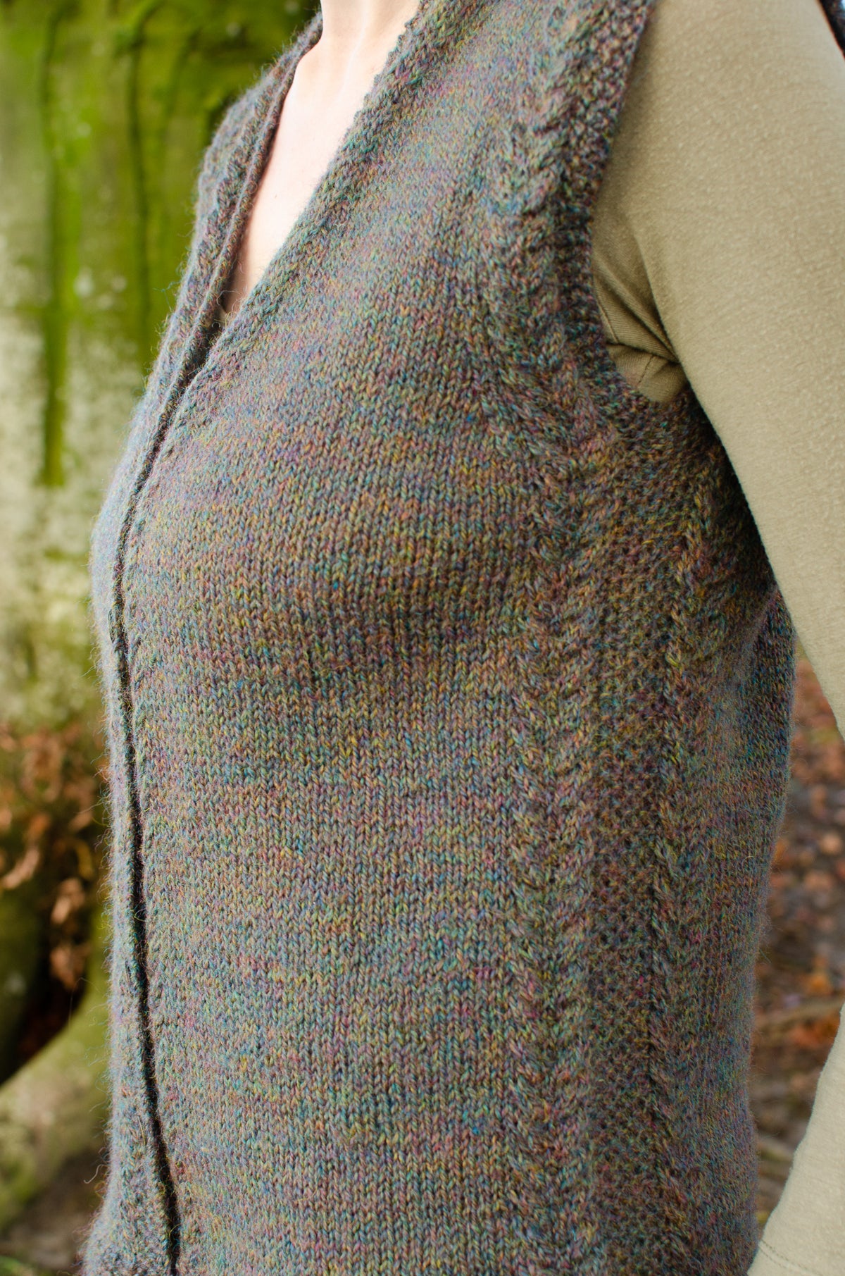 Scrumper Waistcoat v-neck waistcoat knitting pattern – Marina Skua